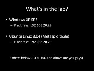 Metasploit for Penetration Testing: Beginner Class | PDF