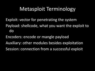 Metasploit for Penetration Testing: Beginner Class | PDF