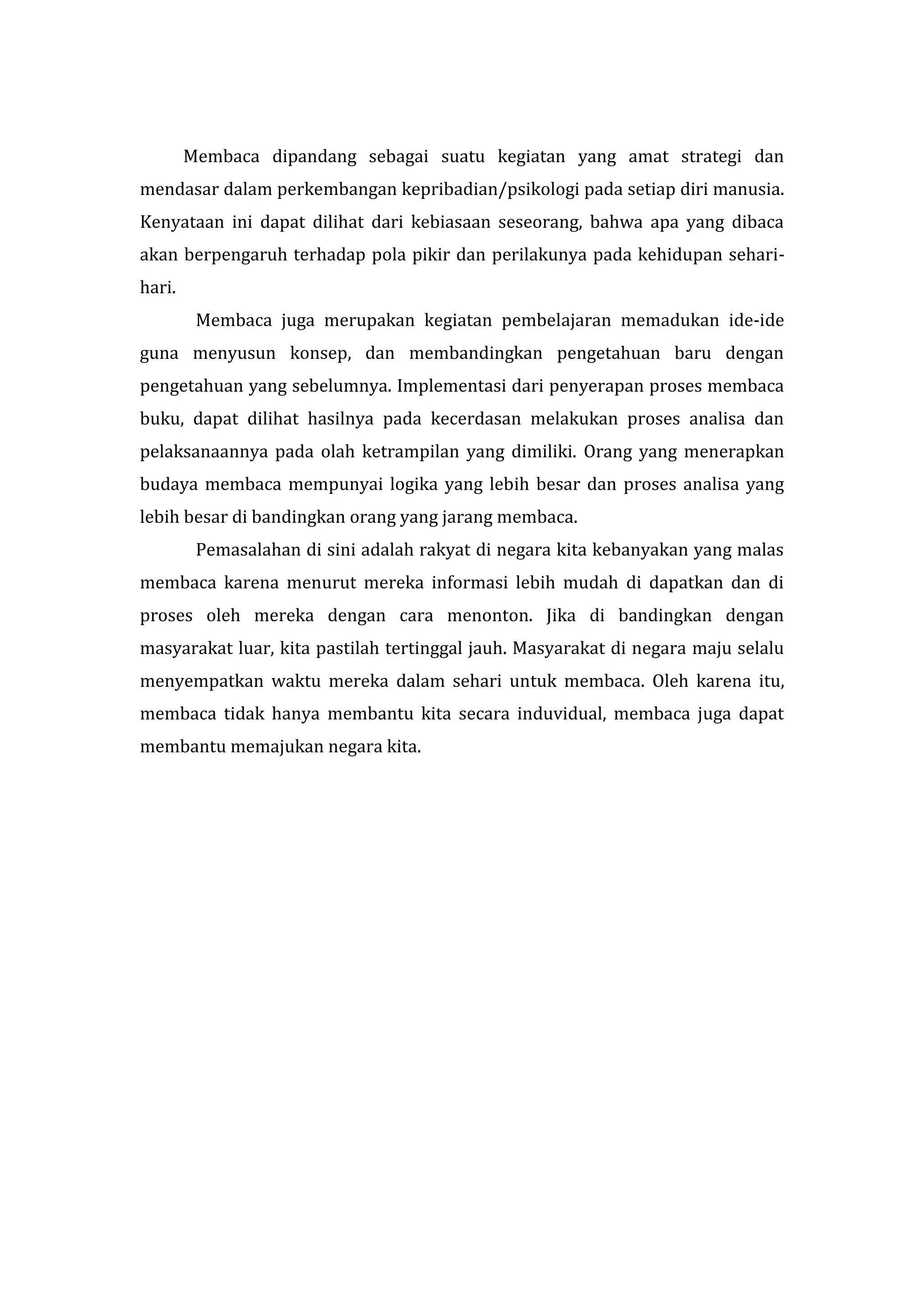 Pentingnya budaya membaca | DOCX