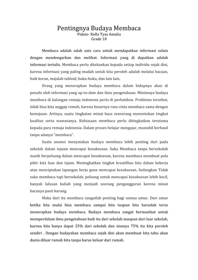 Pentingnya budaya membaca | DOCX