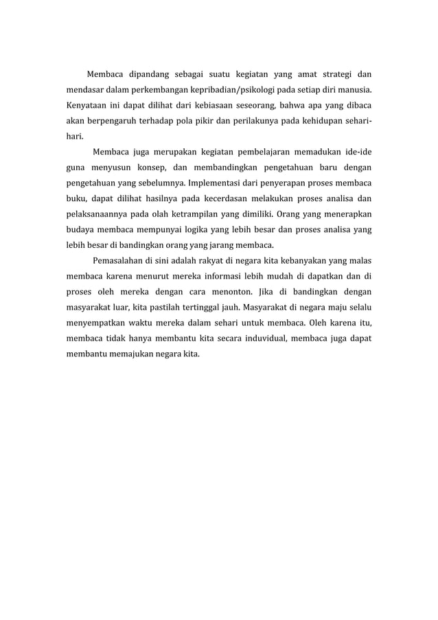 Pentingnya budaya membaca | DOCX