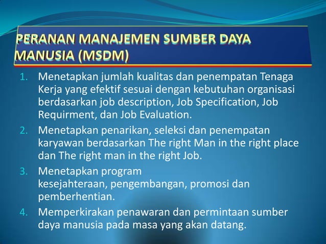 Pentingnya manajemen sumber daya manusia dalam organisasi | PPTX