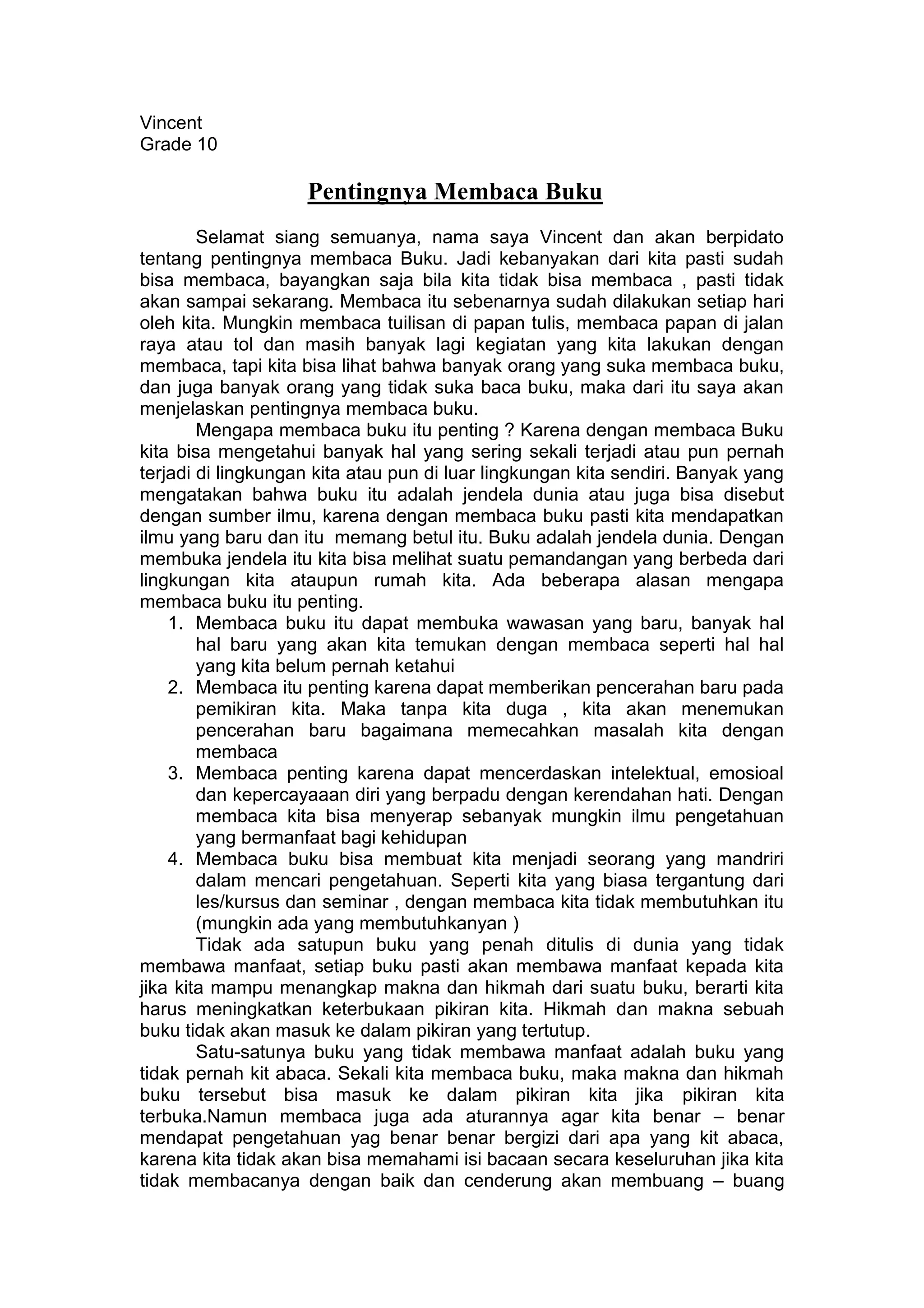 Pentingnya membaca | DOCX