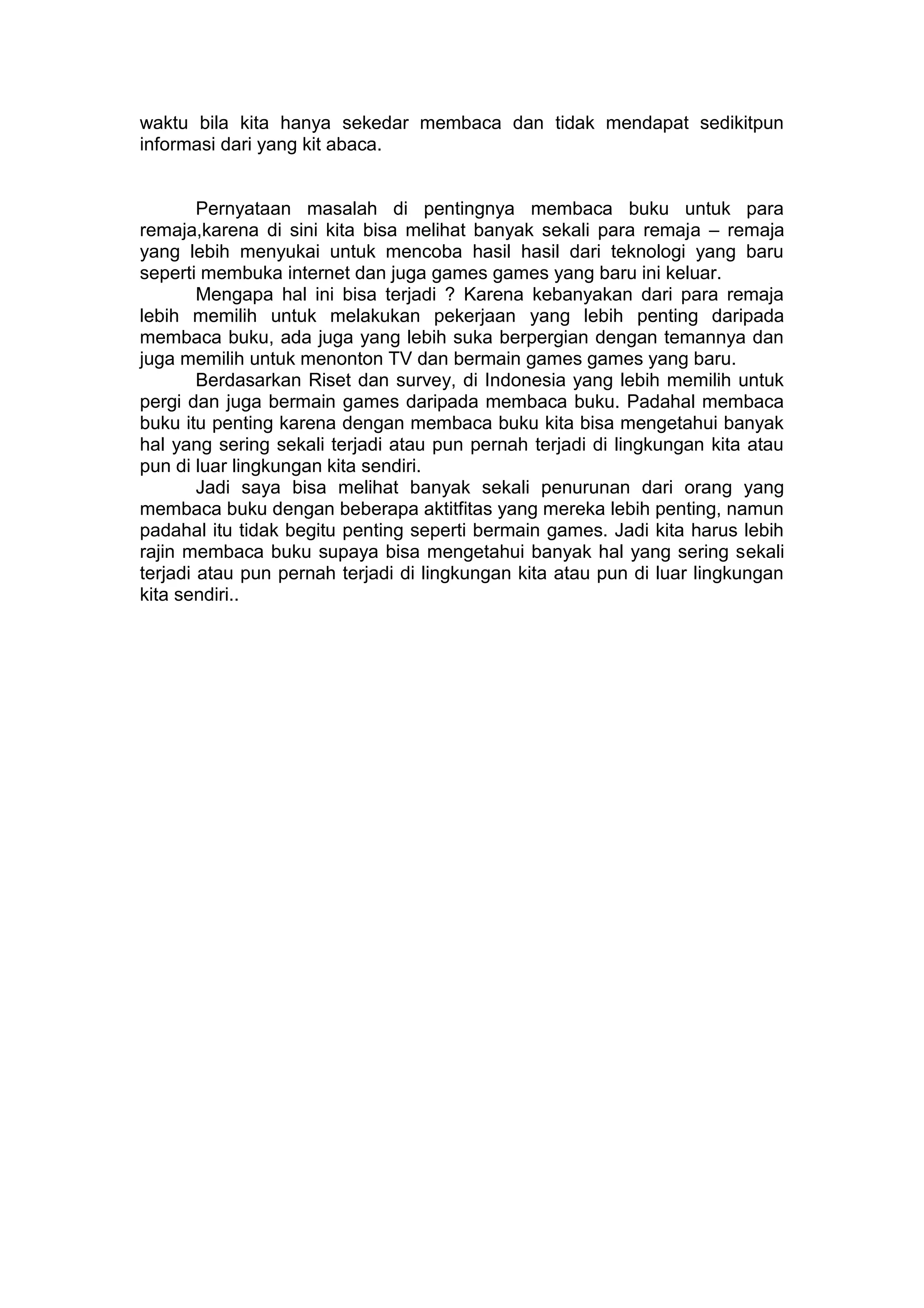 Pentingnya membaca | DOCX