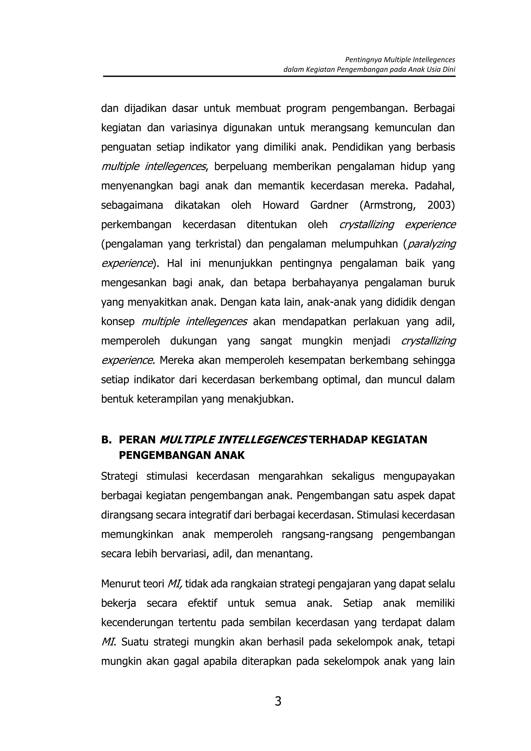 Pentingnya Multiple Intellegences dalam Kegiatan Pengembangan pada AUD ...