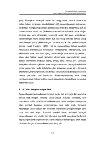 Pentingnya Multiple Intellegences dalam Kegiatan Pengembangan pada AUD | PDF