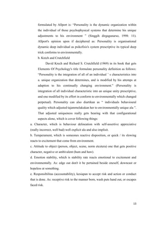 Pentingnya pengembangan kepribadian- personality development | DOCX