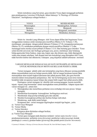 Pentingnya variasi mengajar dalam upaya meningkatkan motivasi belajar ...