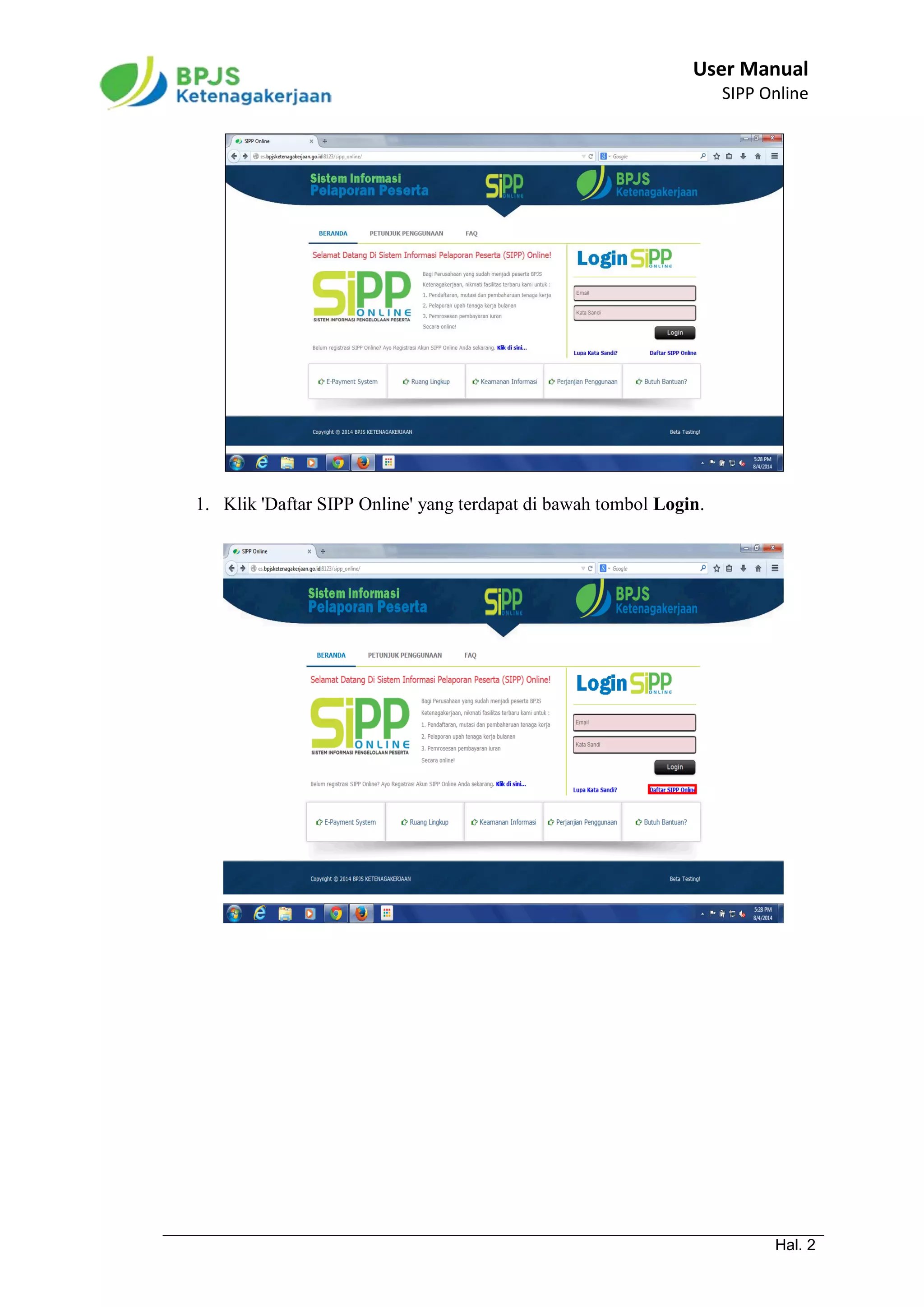 Pentunjuk sipp online | PDF