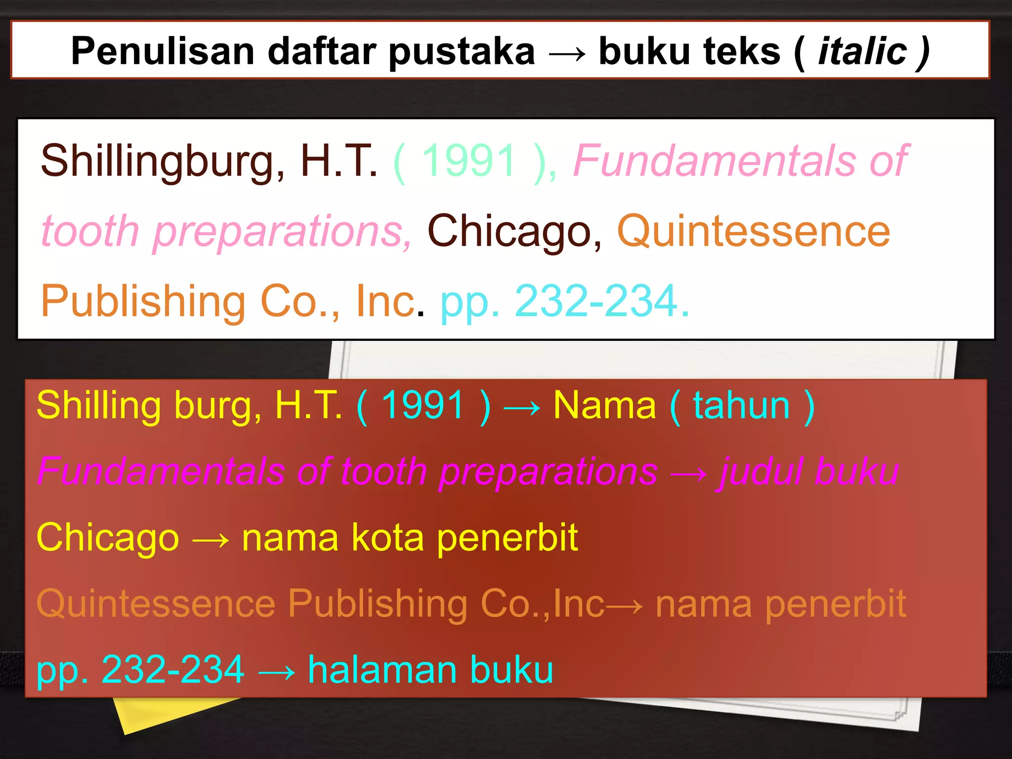 Penulisan daftar pustaka (HARVARD & APA) | PPTX