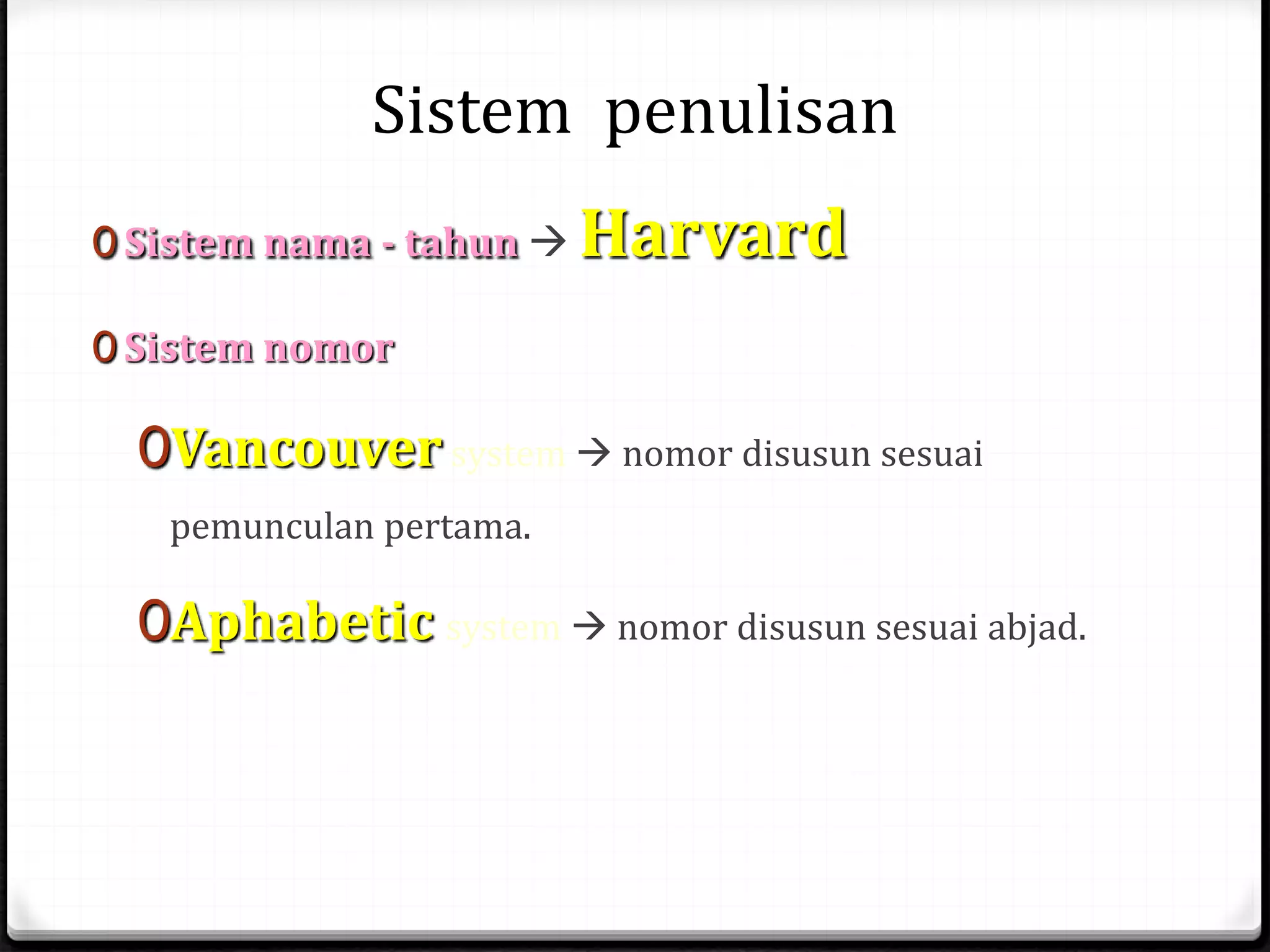 Penulisan daftar pustaka (HARVARD & APA) | PPTX