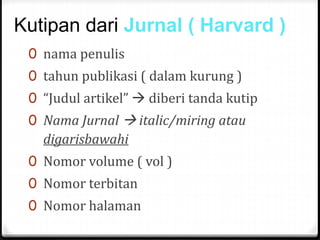 Harvard Style, Contoh Dan Penulisan Daftar Pustaka – RRISJ