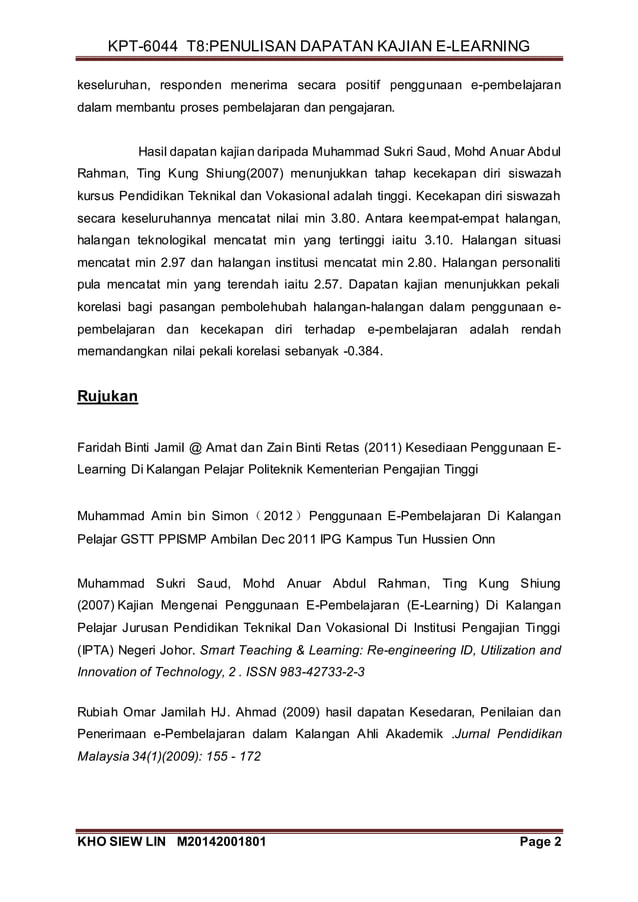 Penulisan dapatan kajian e learning | PDF