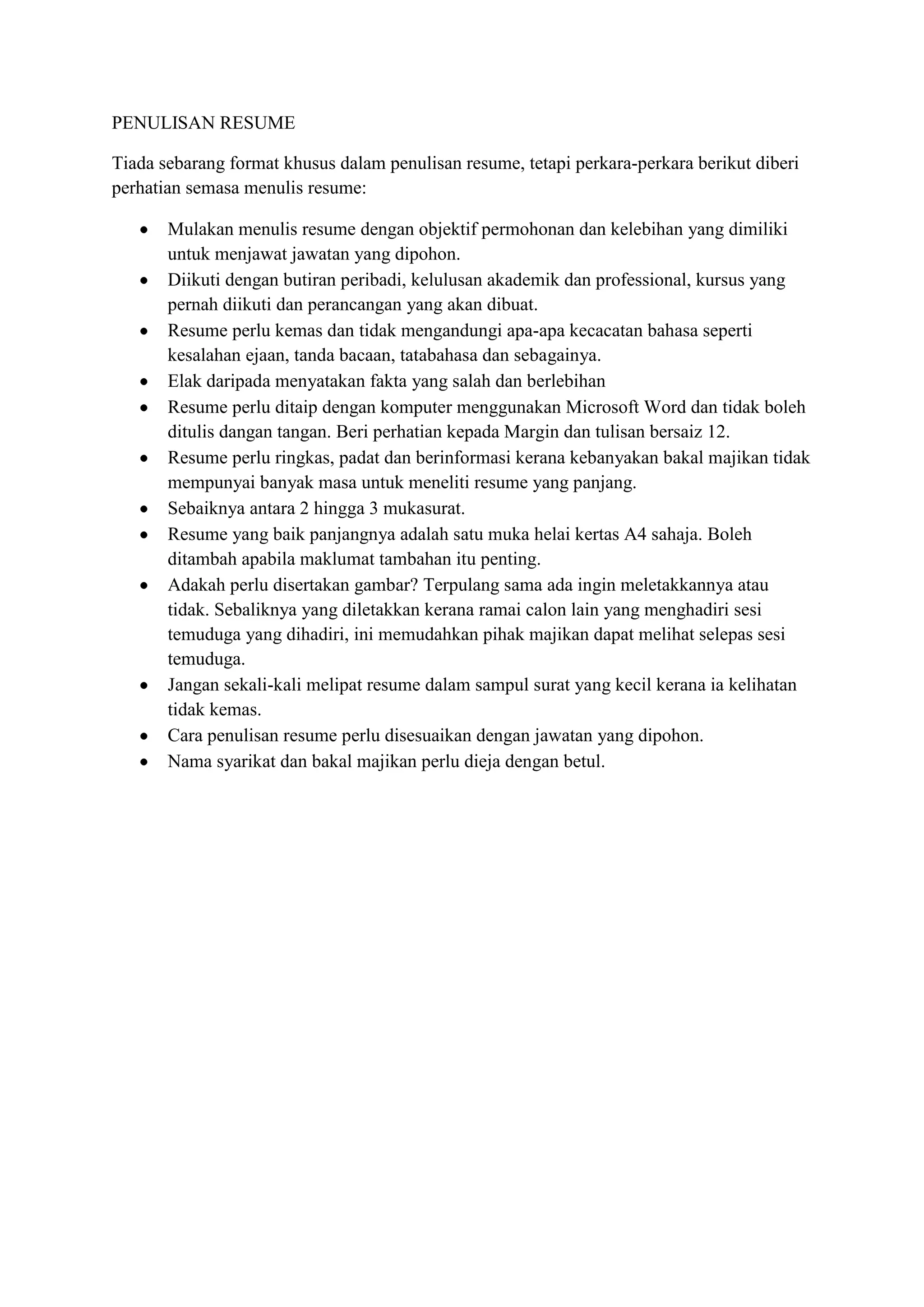 Penulisan resume | DOCX