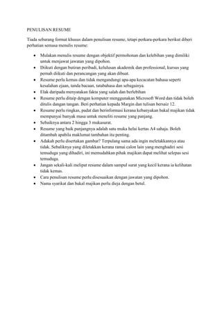 Penulisan resume | DOCX