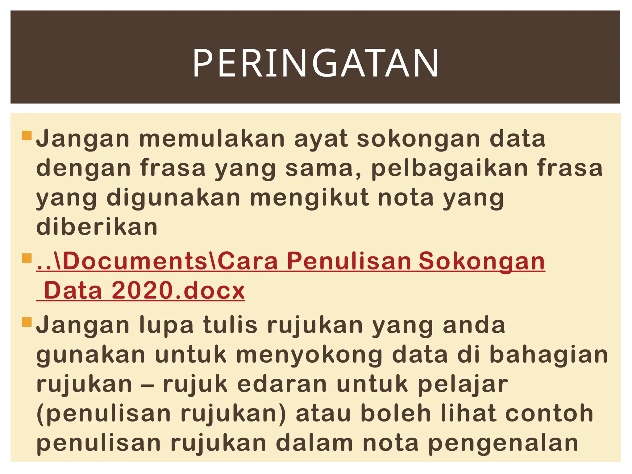 Penulisan sokongan data (bahan ilmiah) ppt | PPTX