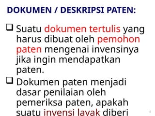 Penulisan Spesifikasi Paten ATAU DRAFTING PATEN | PPTX