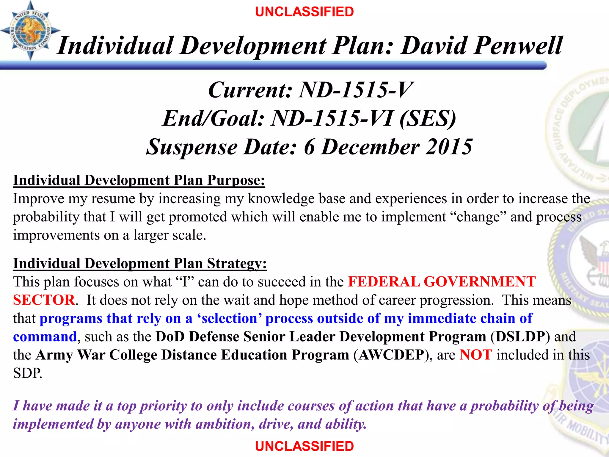 Individual Development Plan - David Penwell | PPT