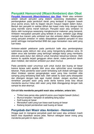 Penyakit hemorroid (wasir ambeien) dan obat | PDF