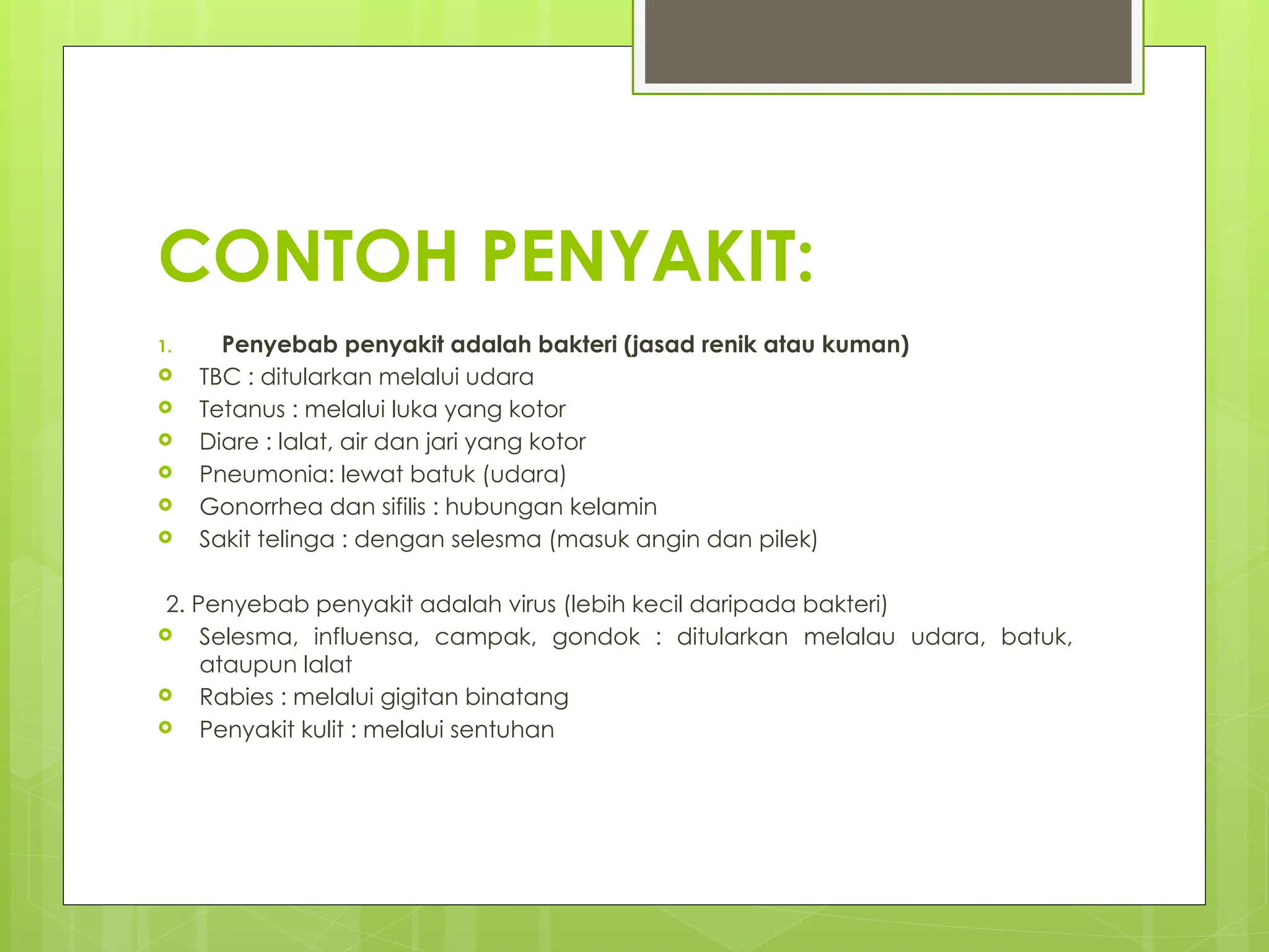 PENYAKIT INFEKSI shdgsjdnwjddgcbcbncbchcjcdcdc | PPT
