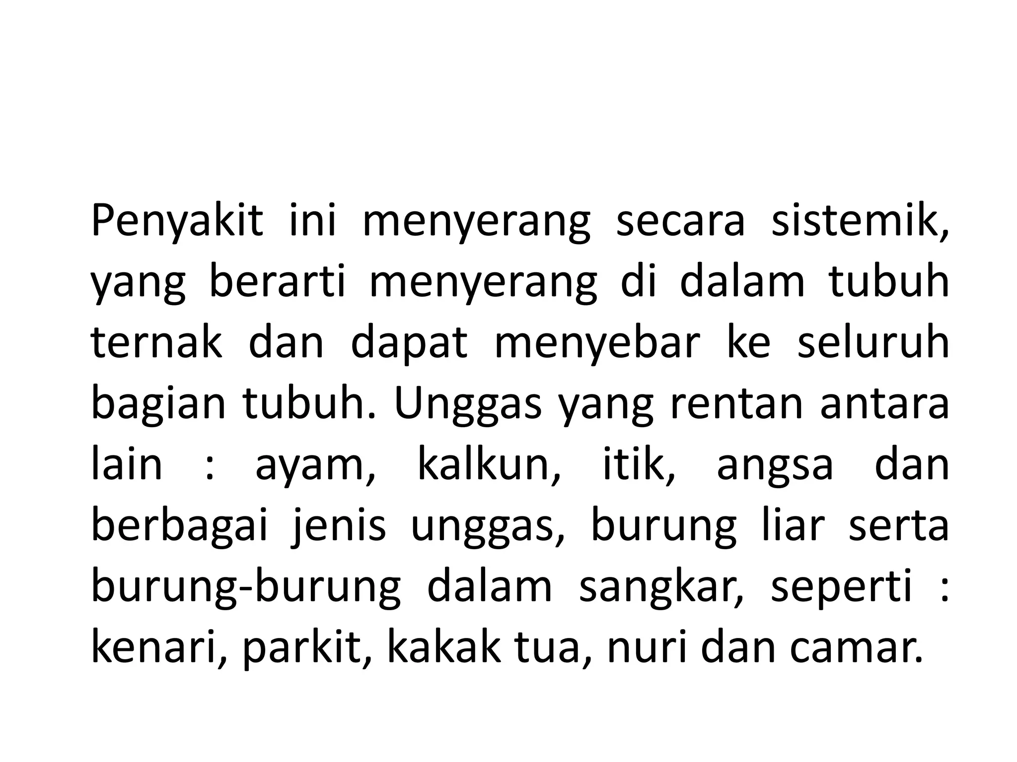 Penyakit pada unggas yang disebabkan oleh jamur. | PPTX