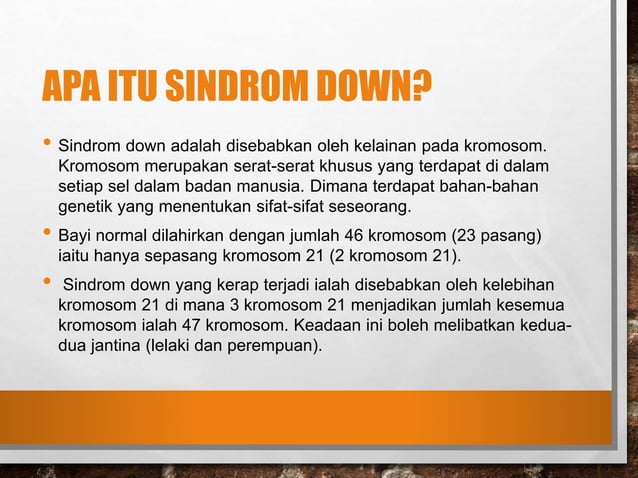 Penyakit sindrome down | PPT