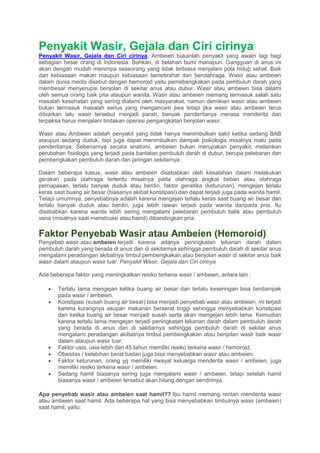 Penyakit wasir, gejala dan ciri cirinya | PDF