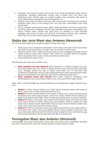 Penyakit wasir, gejala dan ciri cirinya | PDF