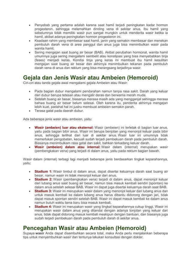 Penyakit wasir, gejala dan ciri cirinya | PDF