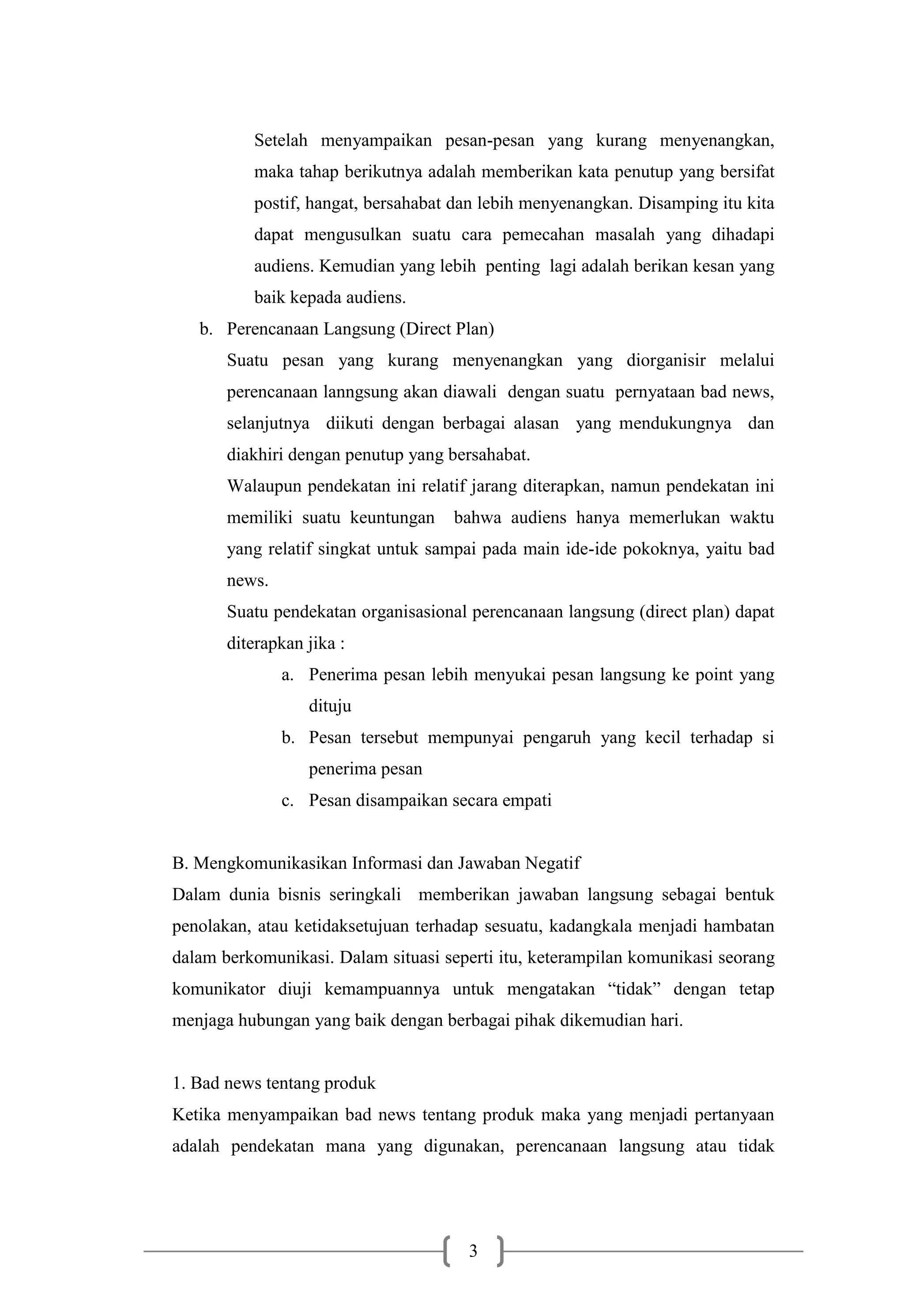 Penyampaian bad news (komunikas bisnis) | DOCX