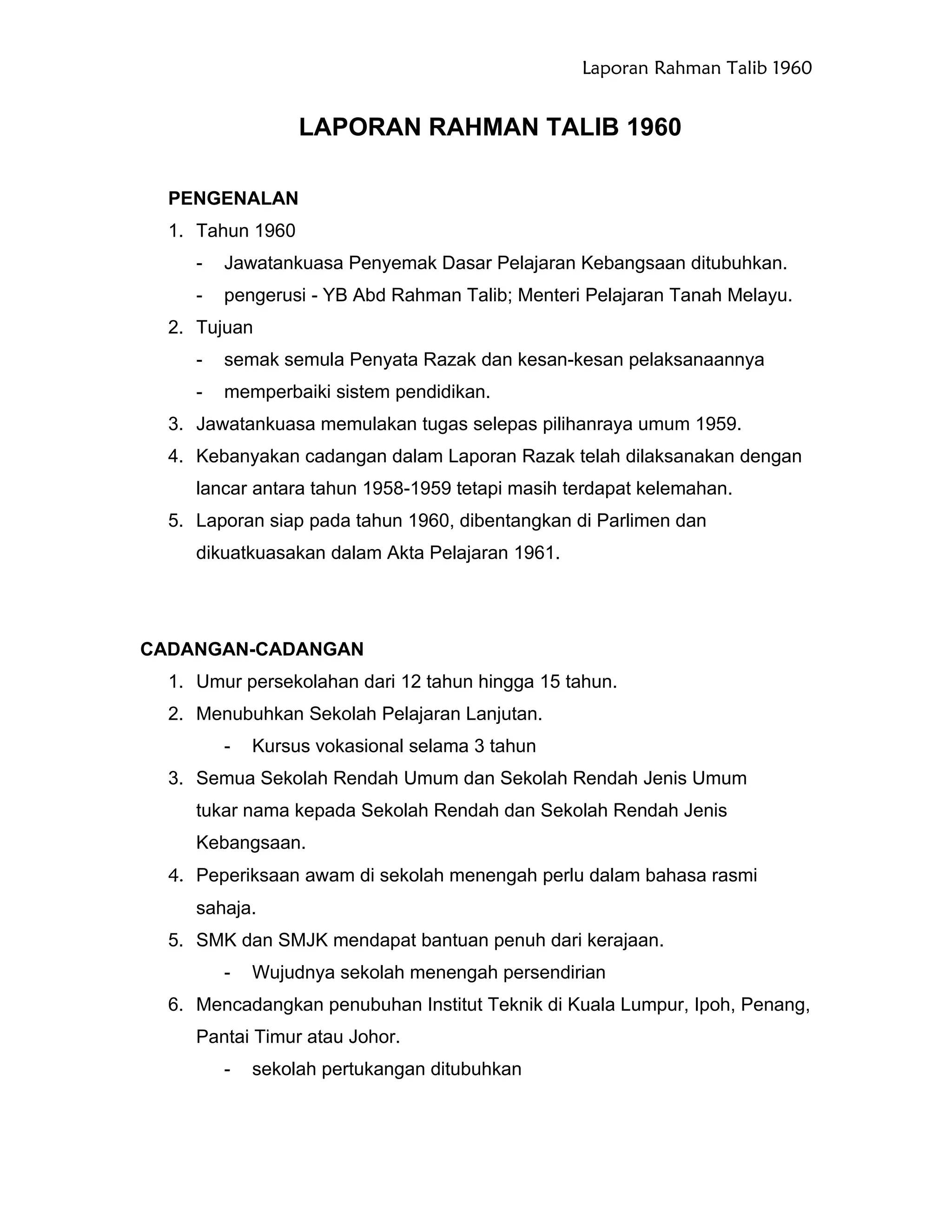 Penyata rahman talib simple | PDF