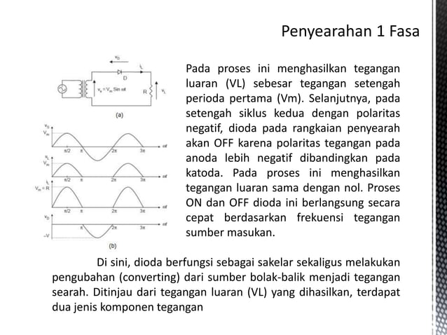 Penyearah 1 fasa dan penyearahan 3 fasa | PPTX