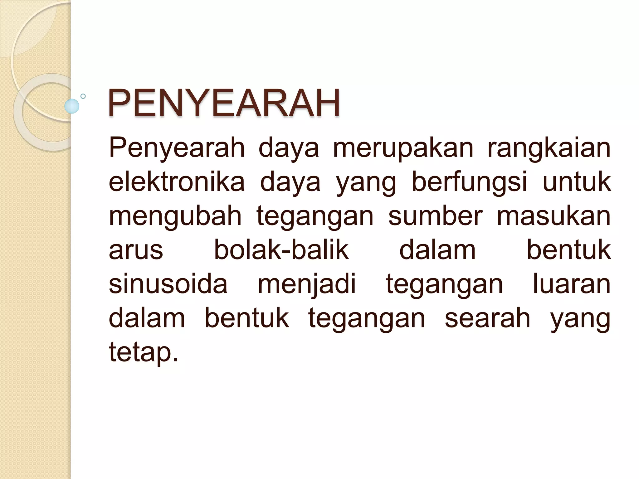 Penyearah satu fasa | PPTX