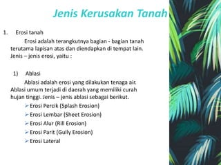 GEOGRAFI - Penyebab kerusakan tanah dan cara mengatasinya (SMA kurtilas ...