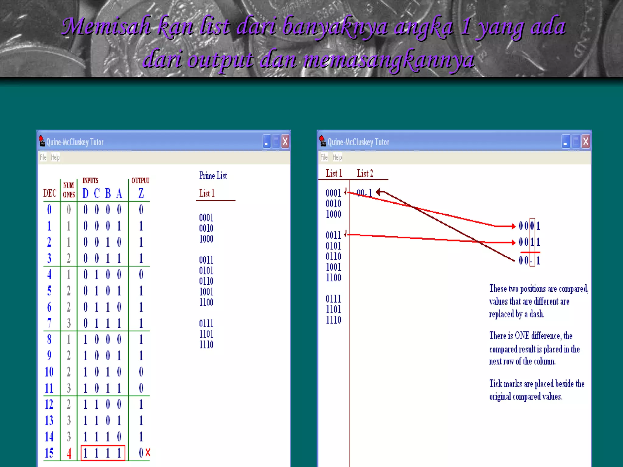 Penyederhanaan Fungsi Boolean Dengan Quine Mc Cluskey | PPT