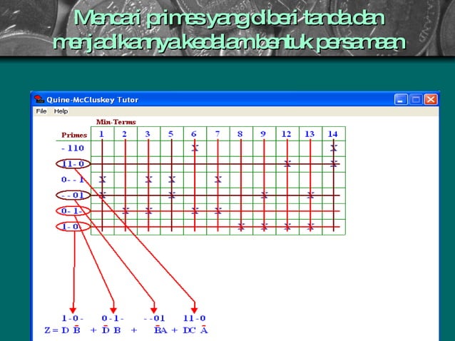 Penyederhanaan Fungsi Boolean Dengan Quine Mc Cluskey | PPT