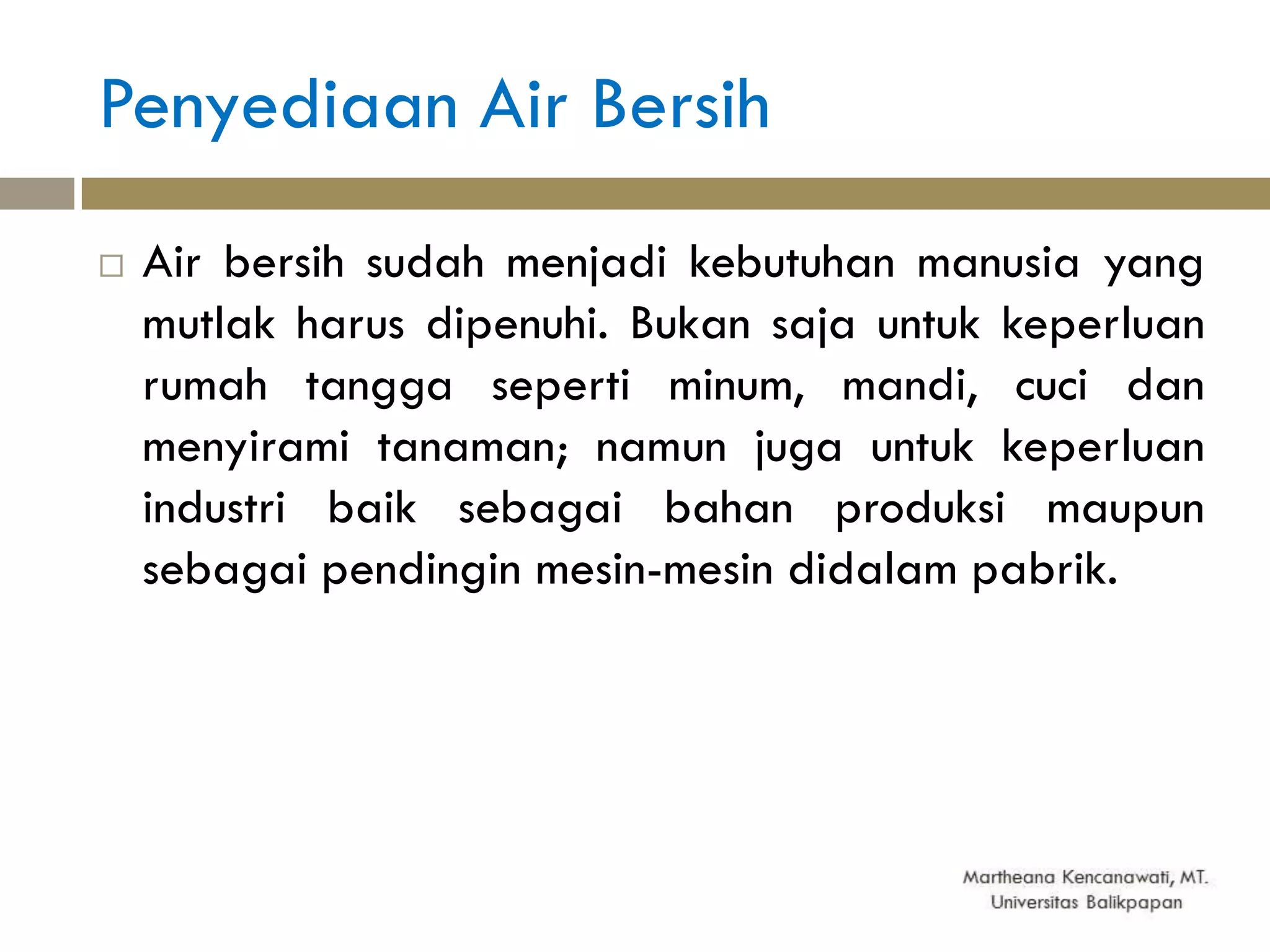 Penyediaan air bersih | PDF