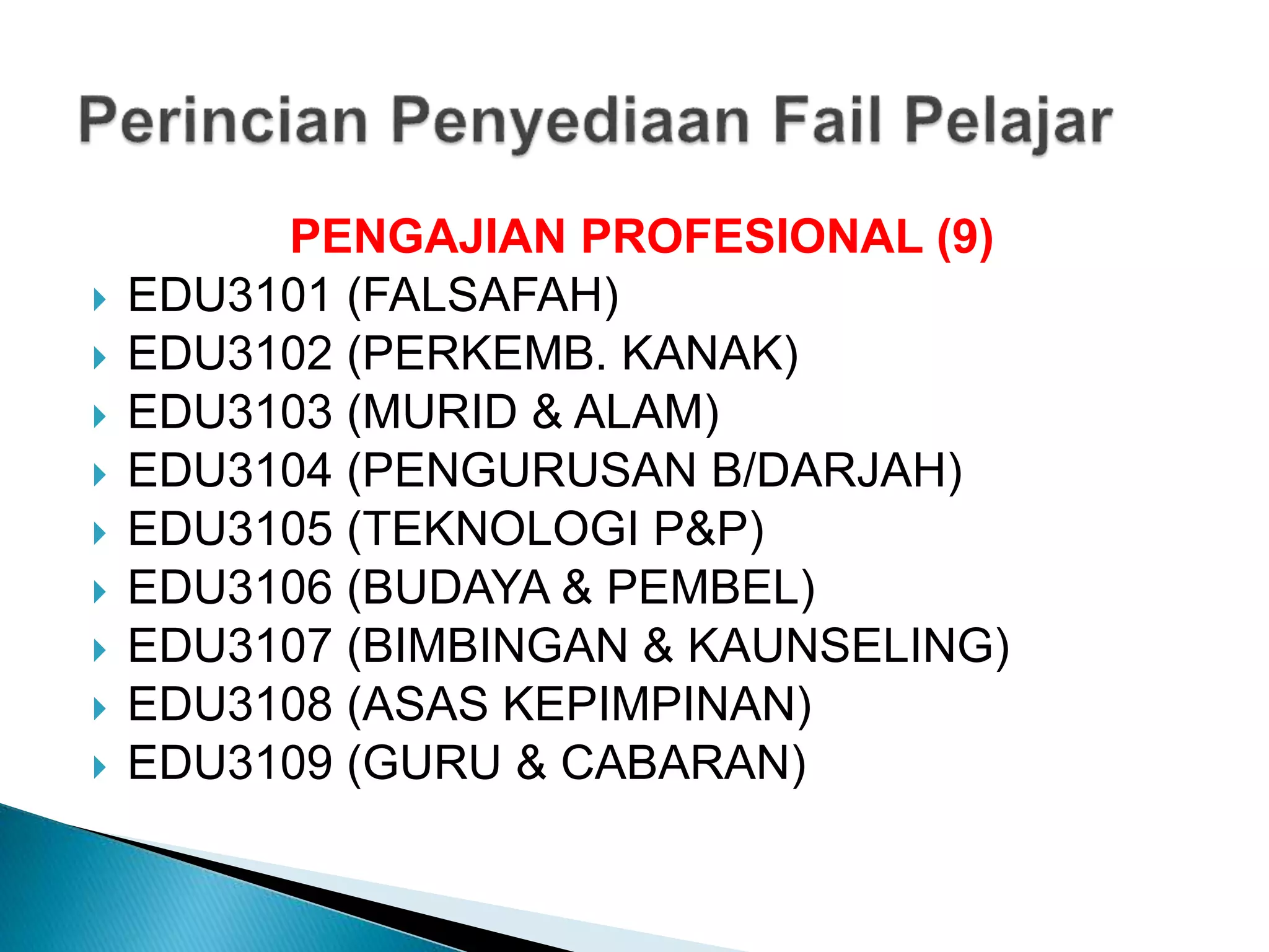 Penyediaan fail pelajar ppg | PPT