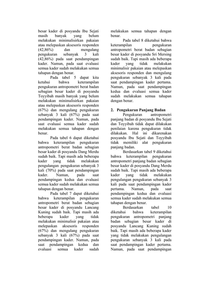 Penyegaran Kader Posyandu dalam Pengukuran Antropometri di Wilayah Kerja Puskesmas Sidomulyo ...