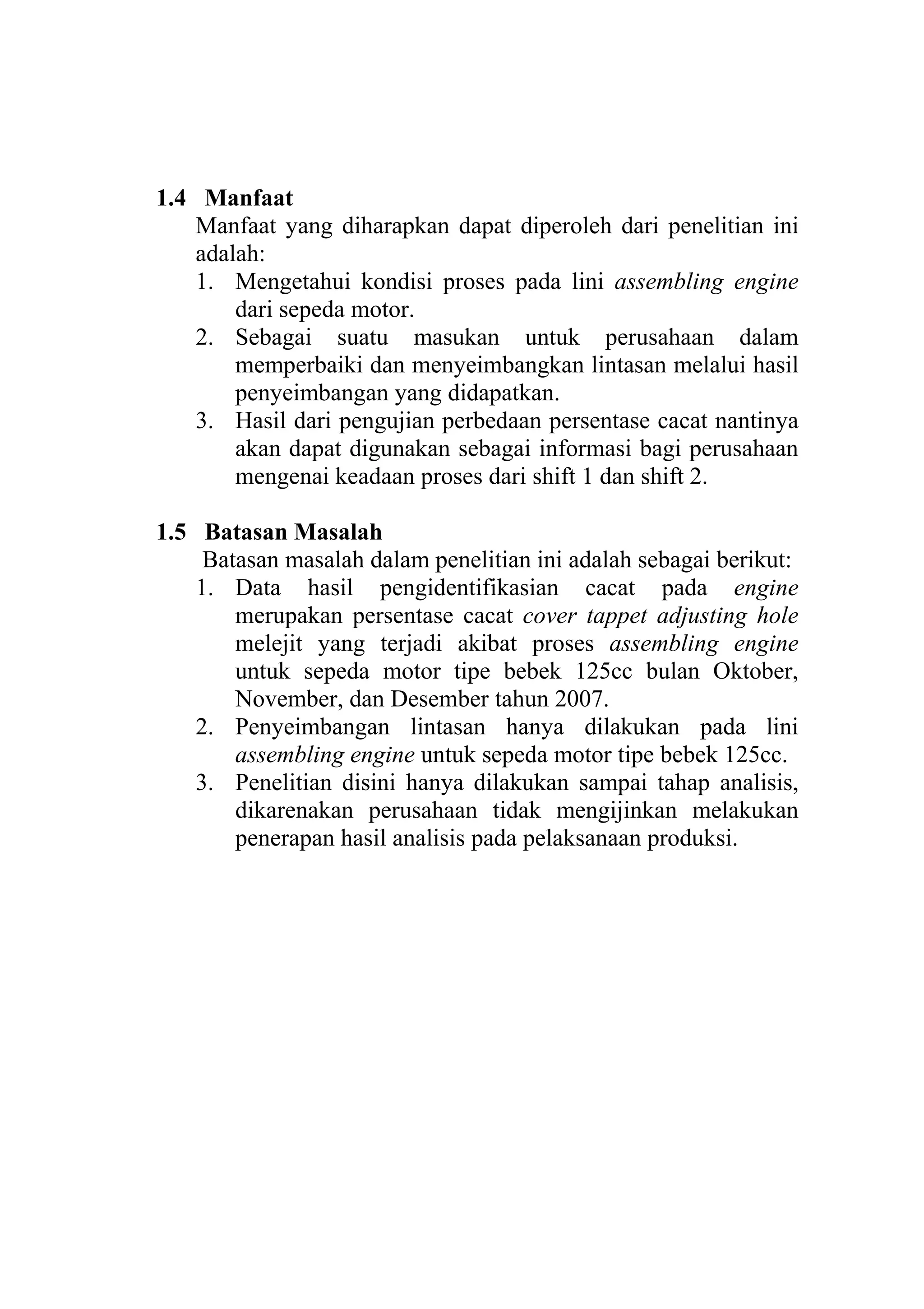 ANALISIS PENYEIMBANGAN LINTASAN SERTA PENGUJIAN PERBEDAAN SHIFT KERJA ...