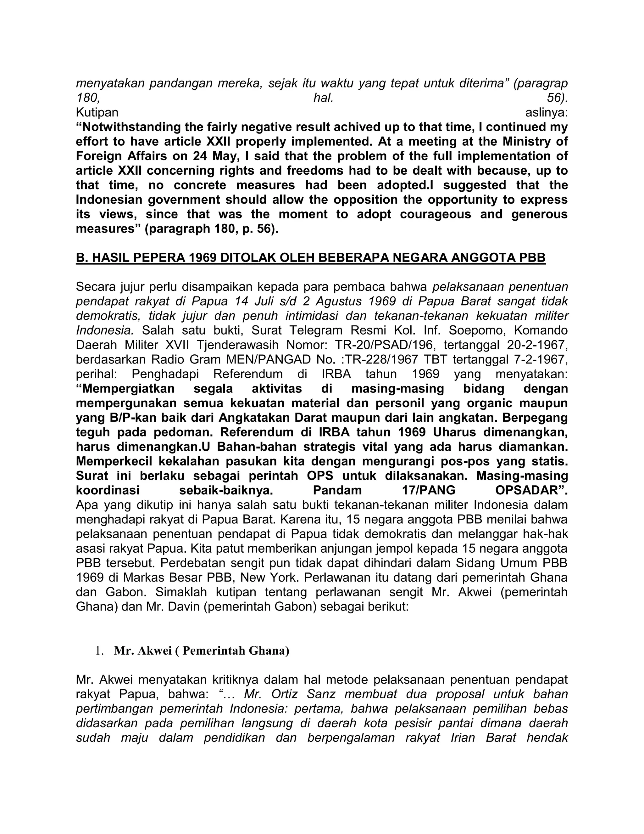 Penyelenggaraan pepera 1969 dan keputusannya | DOCX