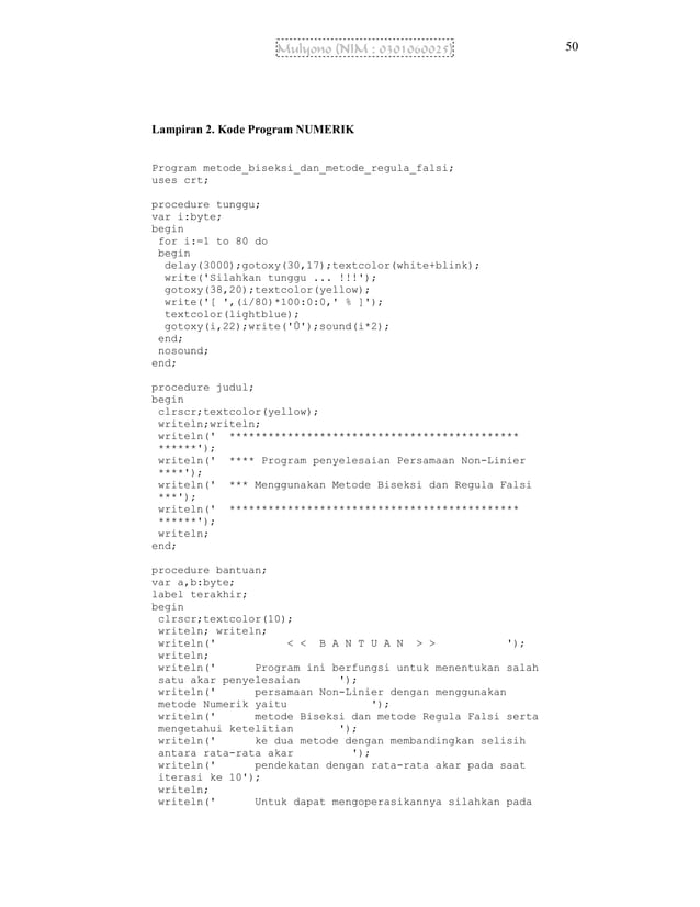 Penyelesaian persamaan non linier | PDF