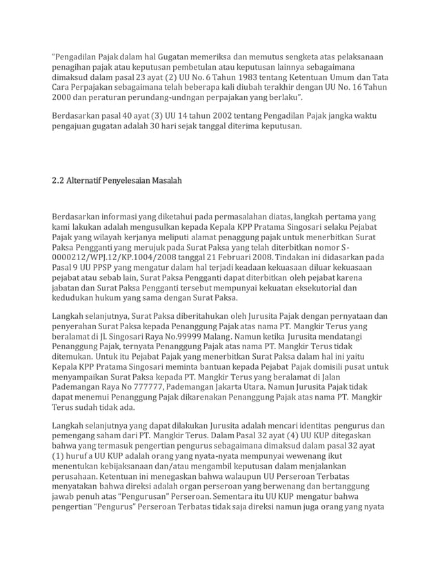 Penyelesaian penagihan pajak | PDF