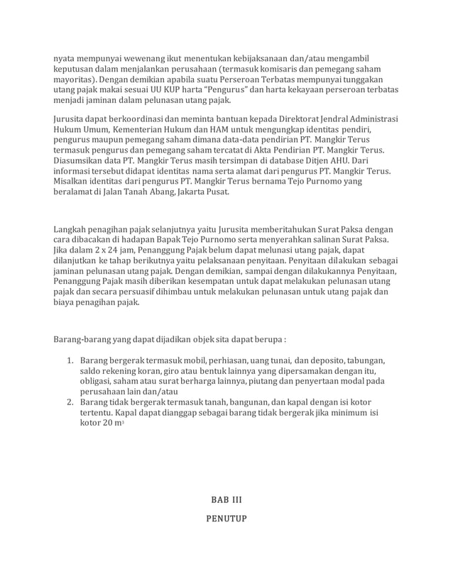 Penyelesaian penagihan pajak | PDF