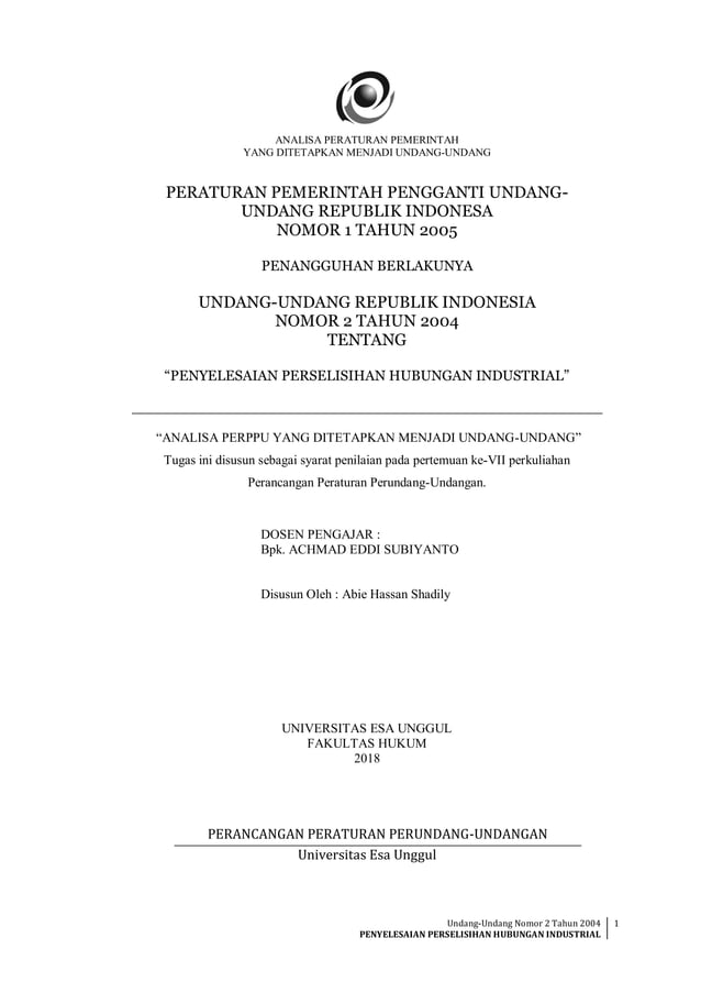 Penyelesaian perselisihan hubungan industrial | PDF