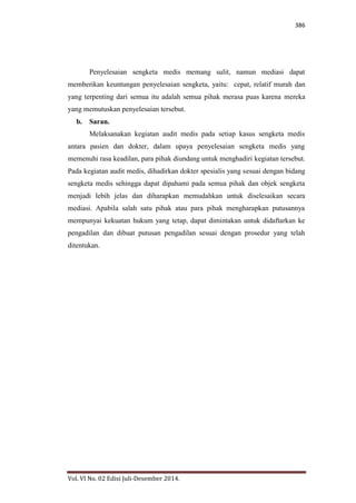 Penyelesaian sengketa medis | PDF