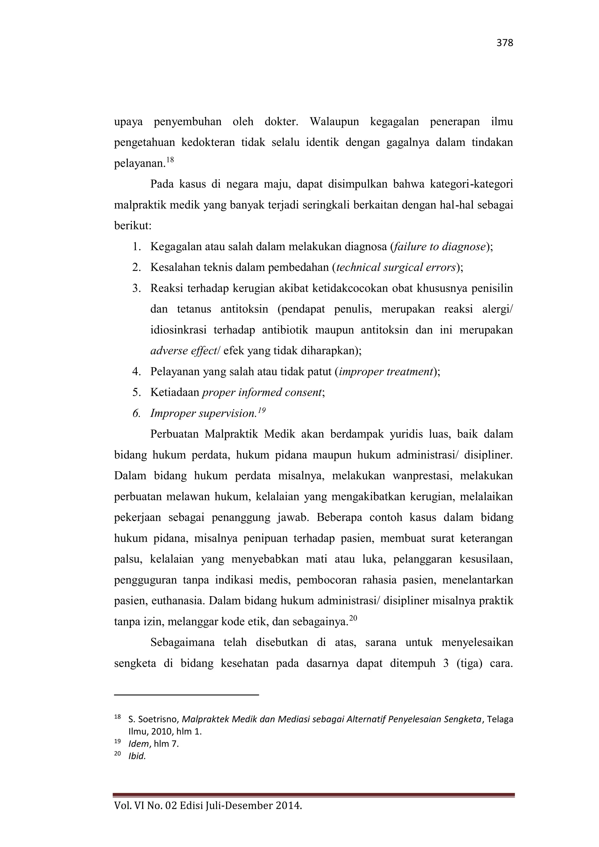 Penyelesaian sengketa medis | PDF