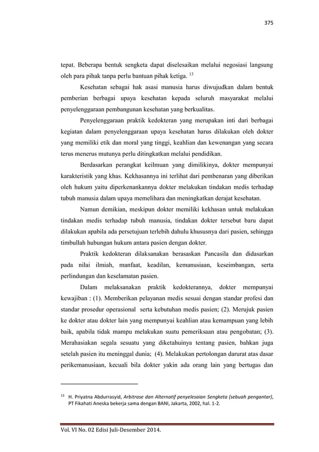 Penyelesaian sengketa medis | PDF