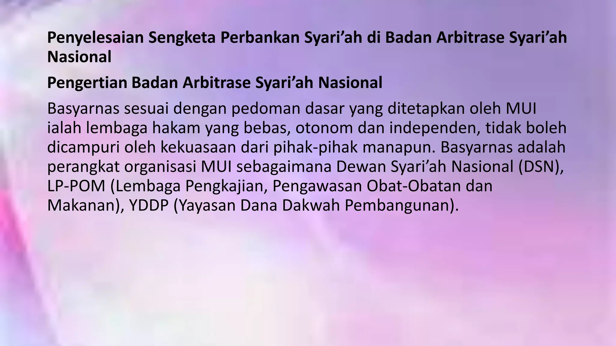 Penyelesaian sengketa perbankan syari'ah | PPTX