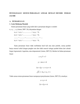 Penyelesaian sistem persamaan linear dengan | DOCX